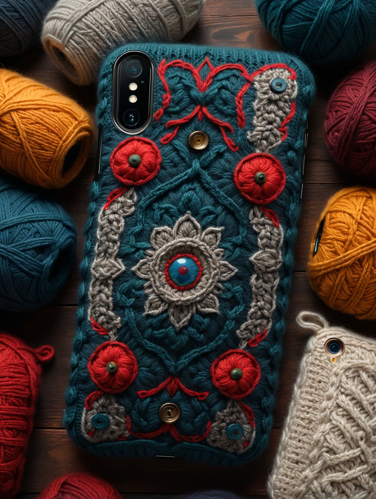 Premium Free ai Images | knitted mobile covers