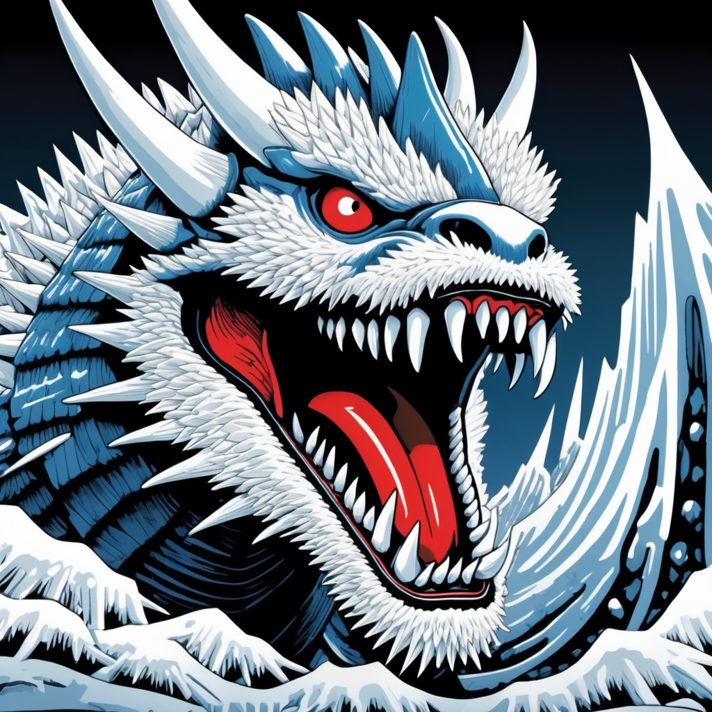 Premium Free ai Images | beautiful linocut illustration of shimu kaiju ...