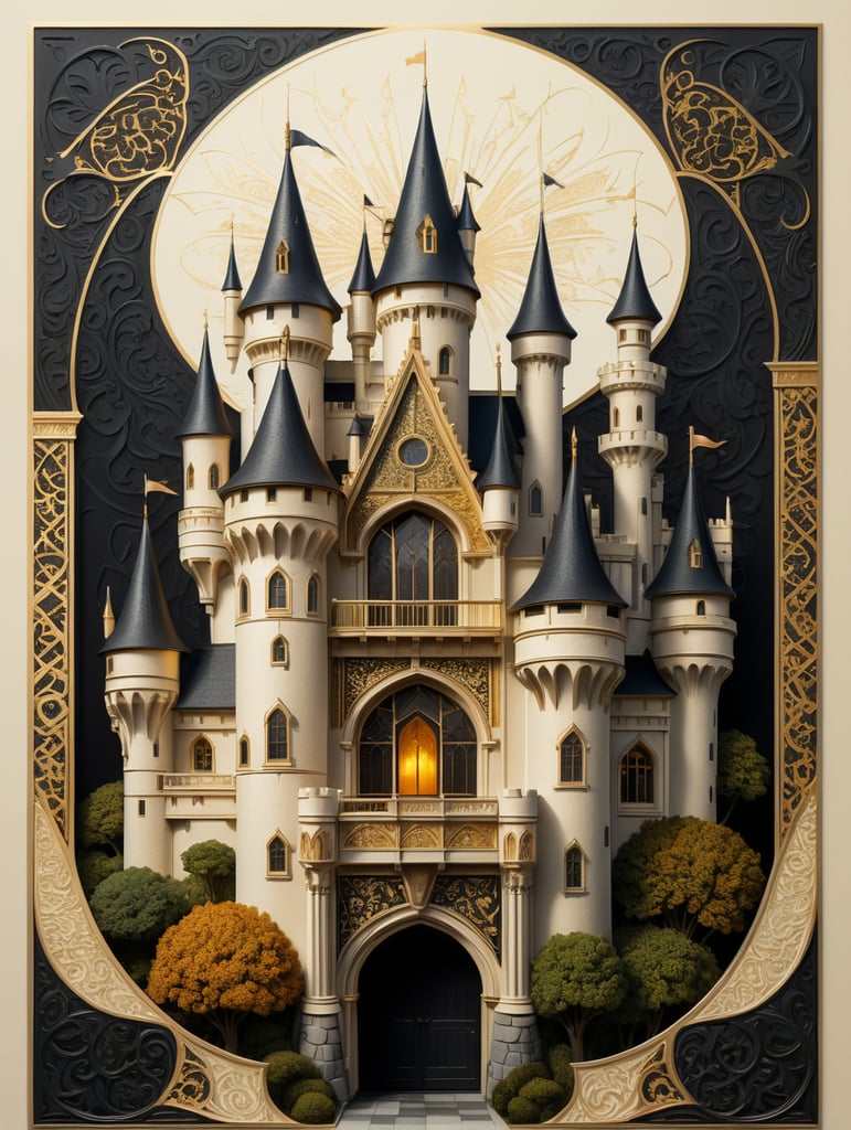 Premium Free ai Images | fairy tale castle architecture in two tone ...