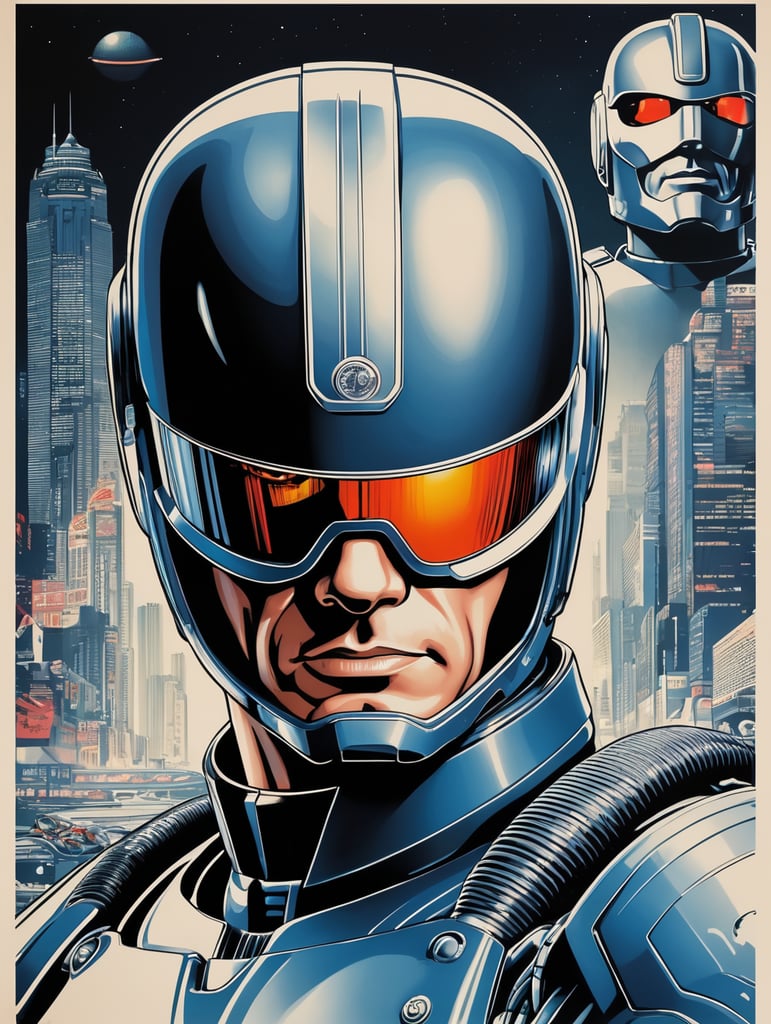 Premium Free ai Images | robocop style eye catching poster style ...
