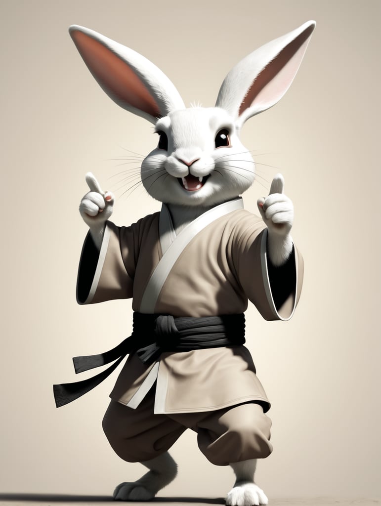 Premium Free ai Images | happy kung fu rabbit