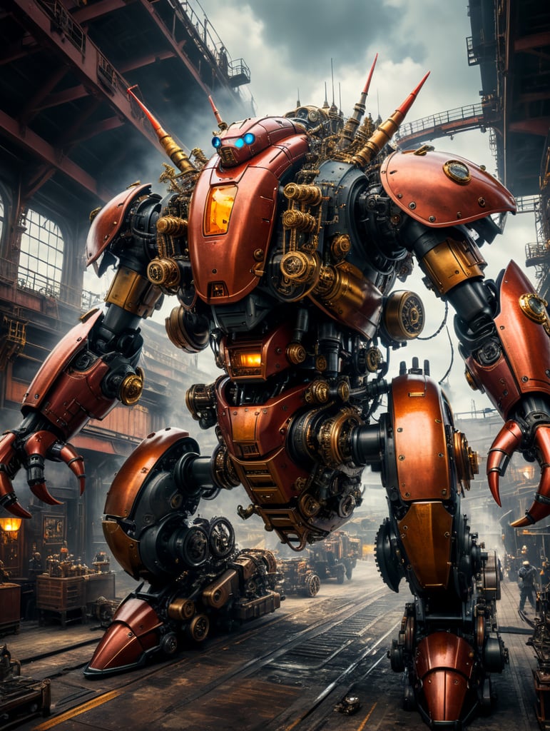 Premium Free ai Images | coloured photo of flying mecha steampunk ...