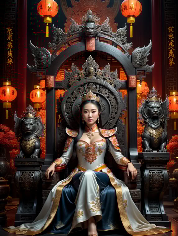 Premium Free ai Images | chinese princess sitting in throne