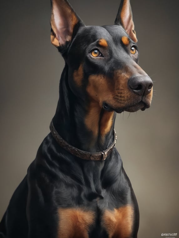 Premium Free ai Images | intimidating doberman dog sitting on hind legs ...