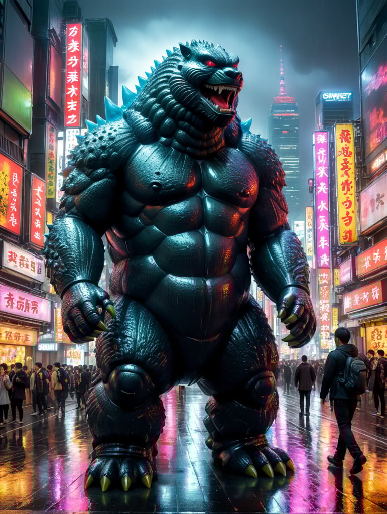 Premium Free ai Images | giant japanese gummy bear godzilla translucent ...