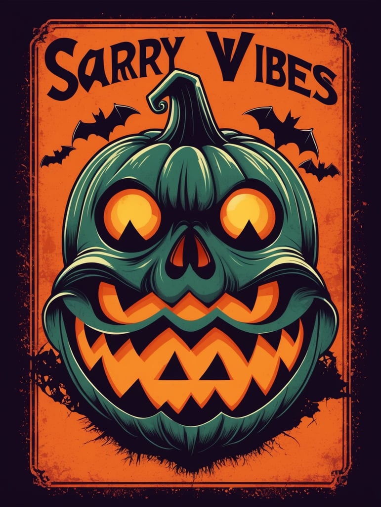 Premium Free ai Images | scary vibes only text effect retro halloween
