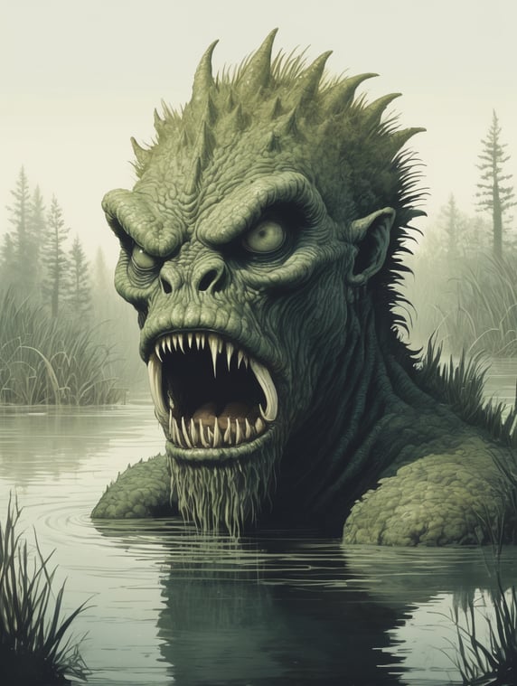Premium Free ai Images | illustration of swamp monster with his head ...