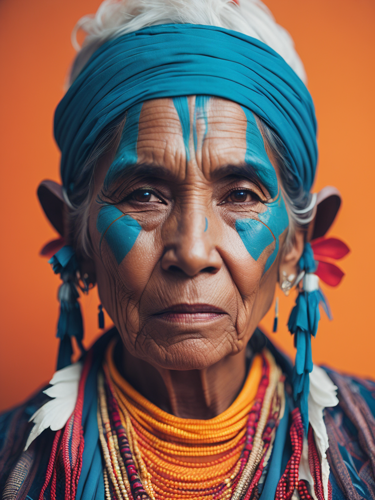 Lumenor AI Image Generation - native american old woman in national dress