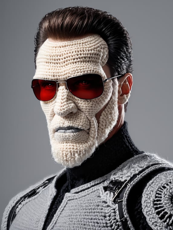 Premium Free ai Images | terminator wearing very hirsute crocheted ...