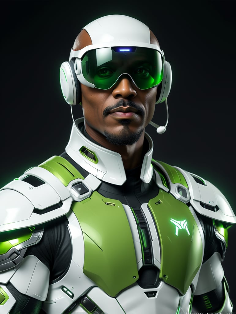 Premium Free ai Images | bald black man wearing white psvr headset on ...