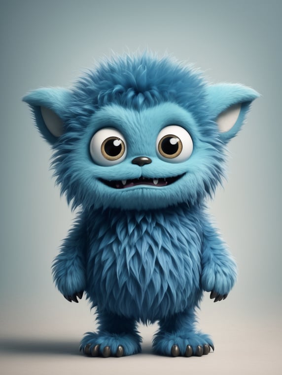 Premium Free ai Images | cute furry creature blue monster