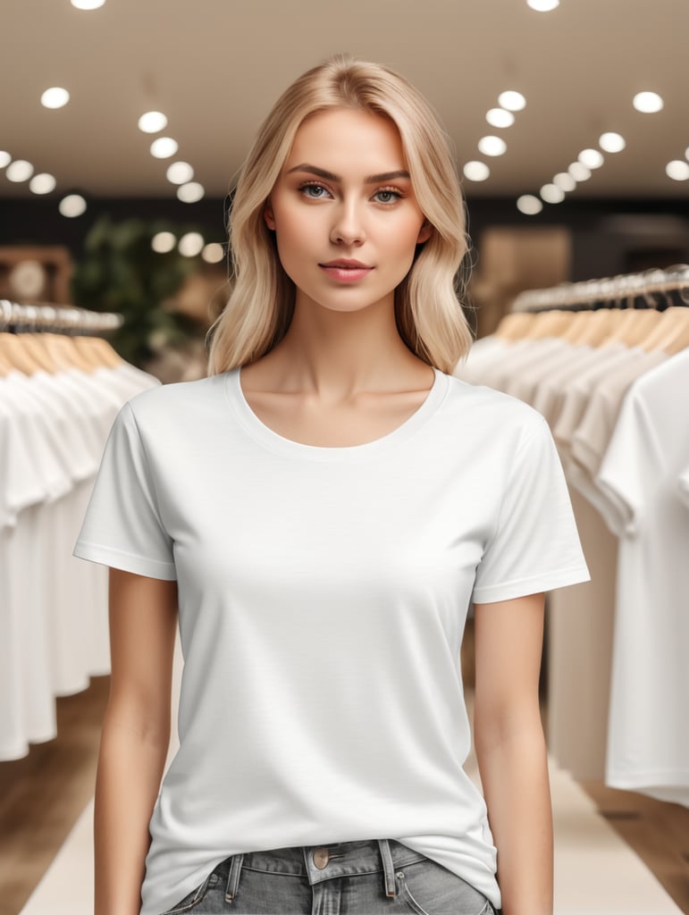 Premium Free ai Images | woman wearing blank white shirt in clothing ...