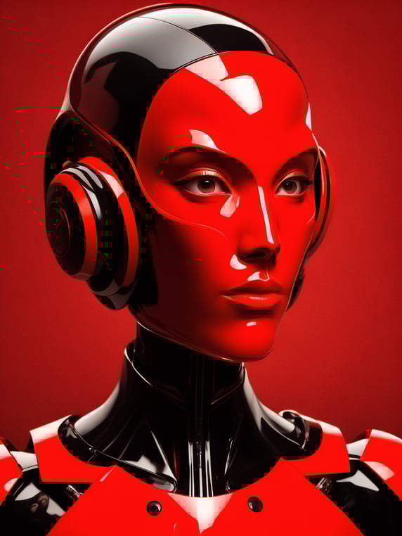Premium Free ai Images | portrait of an android girl made of red glossy ...