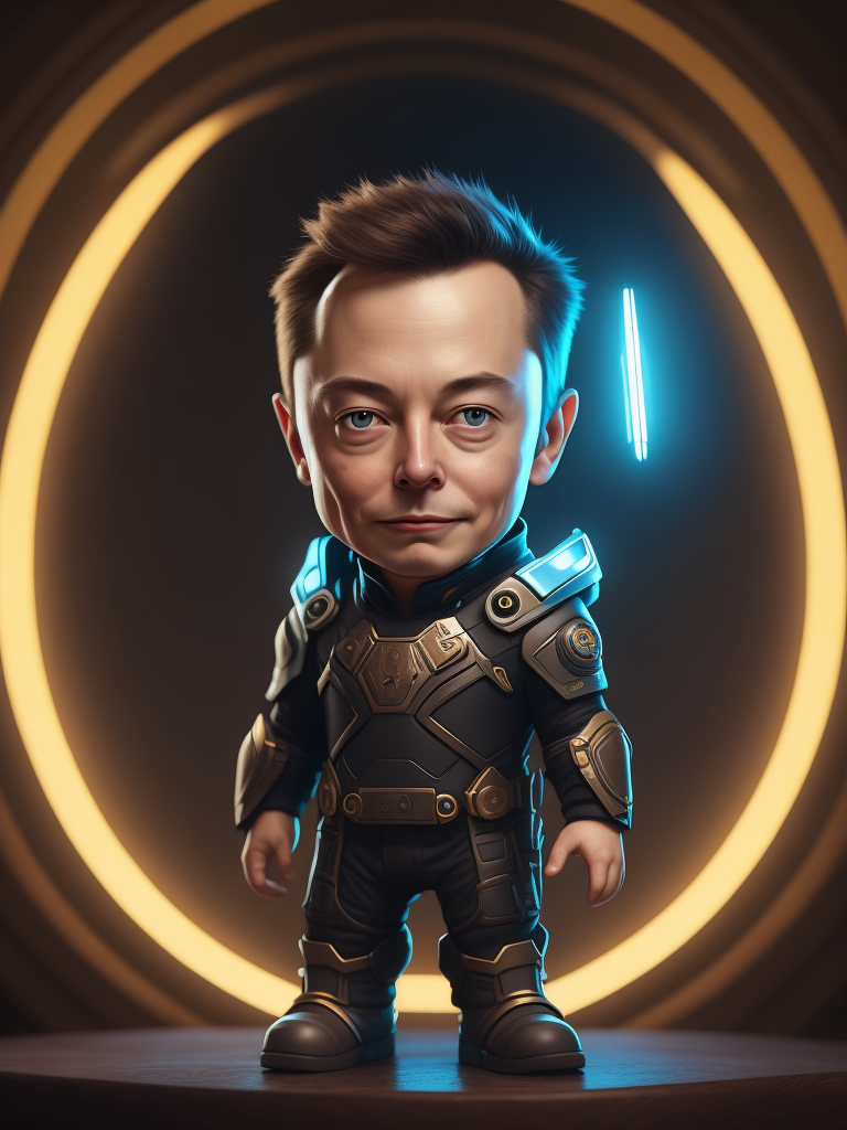Lumenor AI Image Generation - chibi art glowing eyes elon musk full height