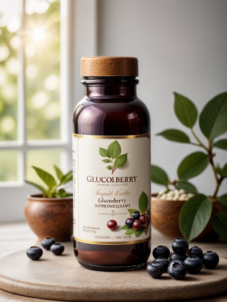 Premium Free ai Images | empty bottle of glucoberry supplement on ...