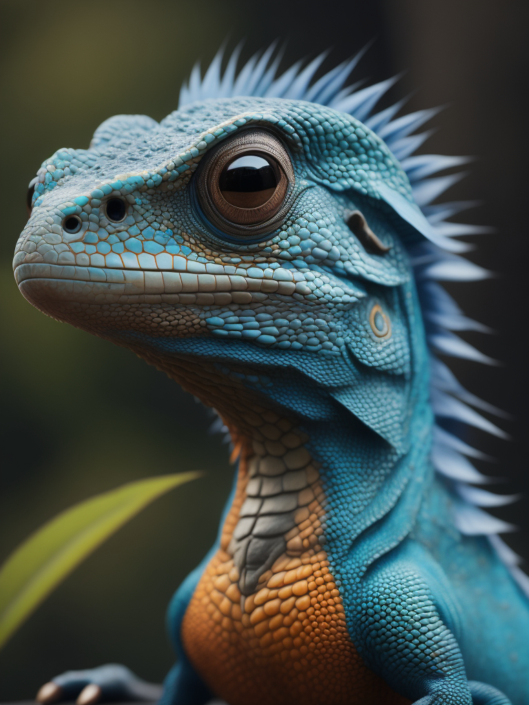 Premium Free ai Images | blue feathered lizard vibrant colors depth of field incredibly high ...