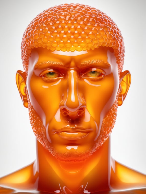 Premium Free ai Images | portrait of translucent orange man made from ...