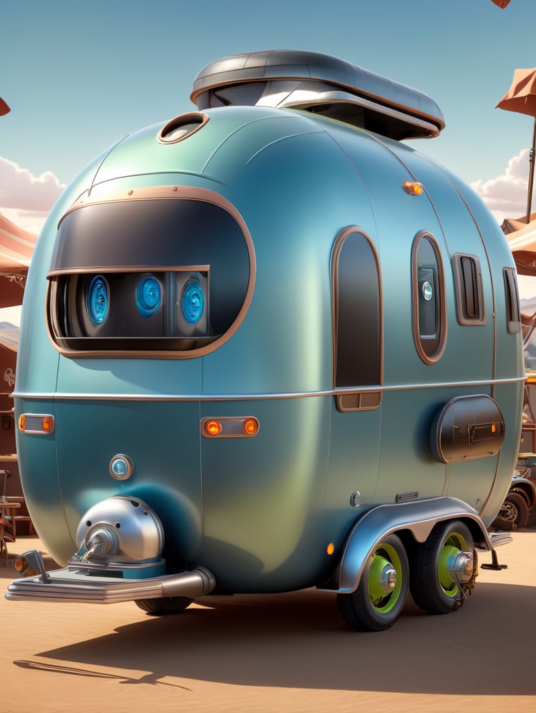 Premium Free ai Images | futuristic alien airstream camping trailers ...
