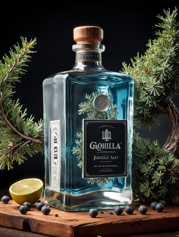 Premium Free ai Images | professional photography of square gin bottle ...