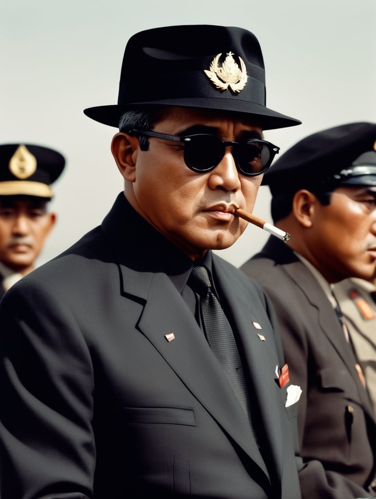 Premium Free ai Images | presiden soekarno menggunakan jas hitam ...