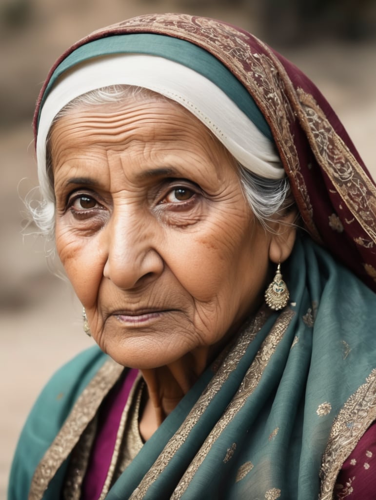 Premium Free ai Images | old women with dupata on head dupata is shawl ...