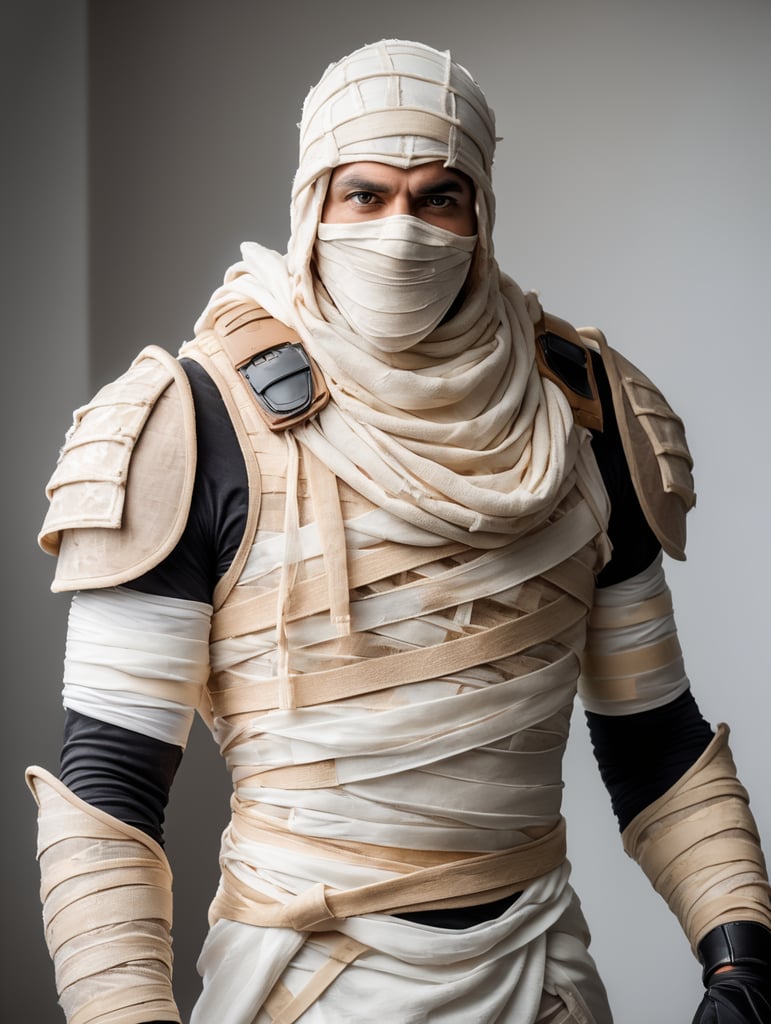 Premium Free ai Images | photograph of mummy costume covered in ...