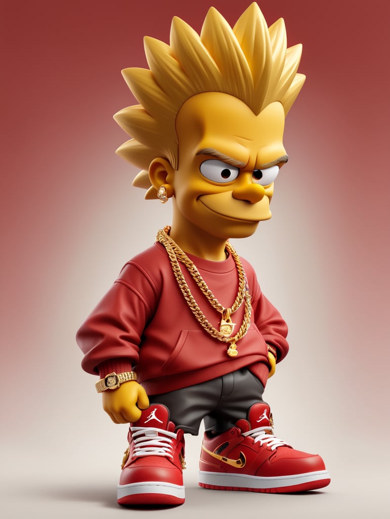 Premium Free ai Images | thug bart simpson wearing gold chains gold ...