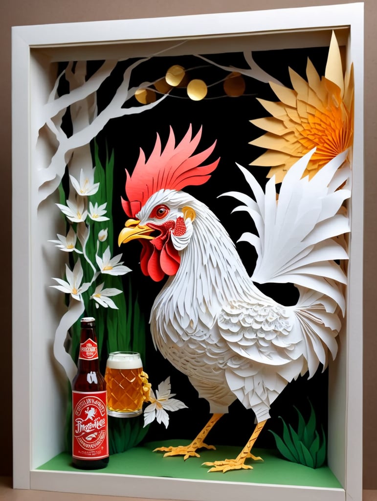 Premium Free ai Images | drunk rooster holding beer