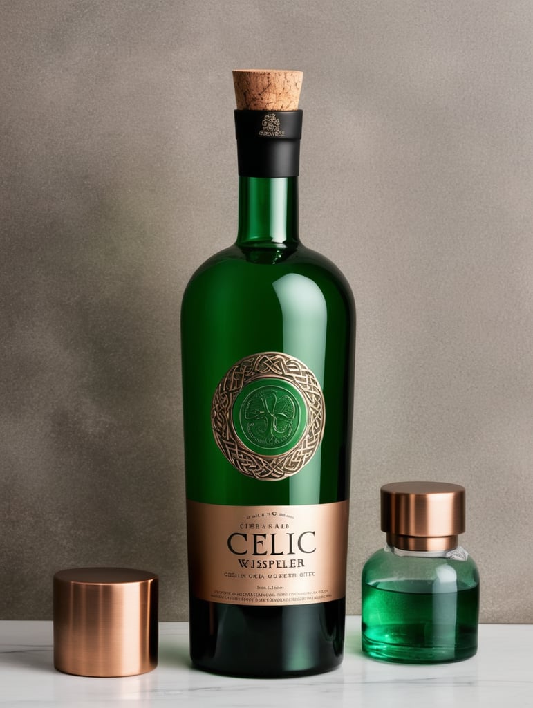 Premium Free ai Images | craft gin using irish and swedish botanicals emerald green bottle with ...