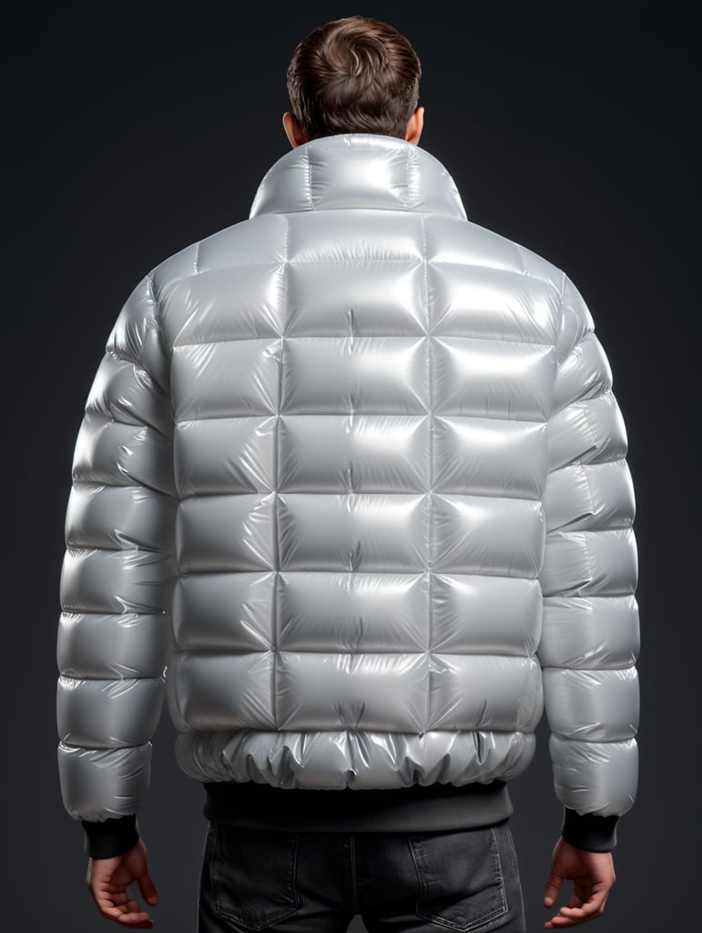 Premium Free ai Images | inflatable white minimalist mans puffer jacket ...