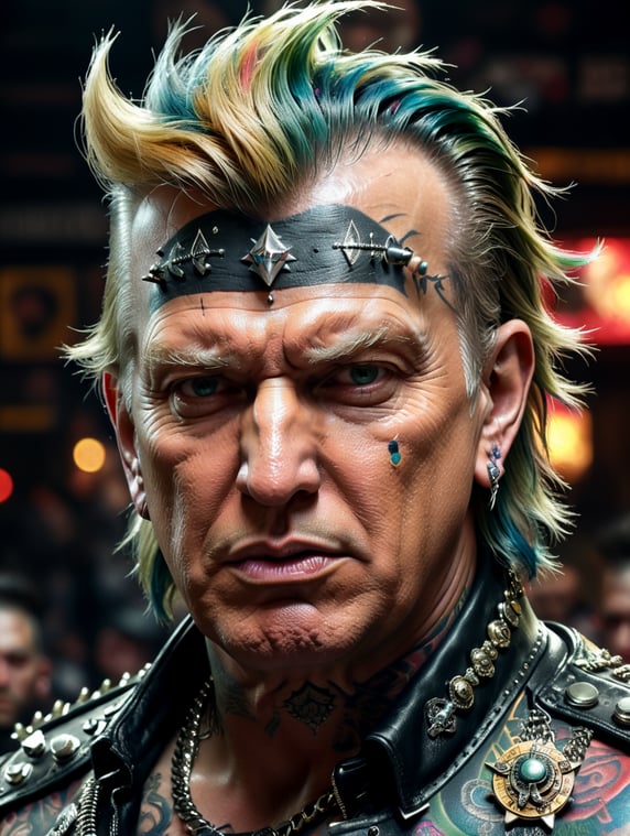 Premium Free ai Images | donald trump as punk rocker full face tattoos ...