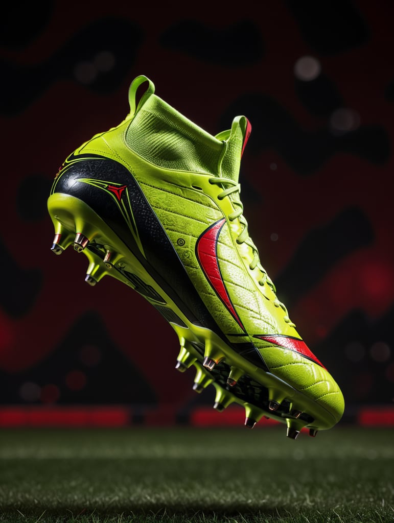 Premium Free ai Images | completely black football boots and red background