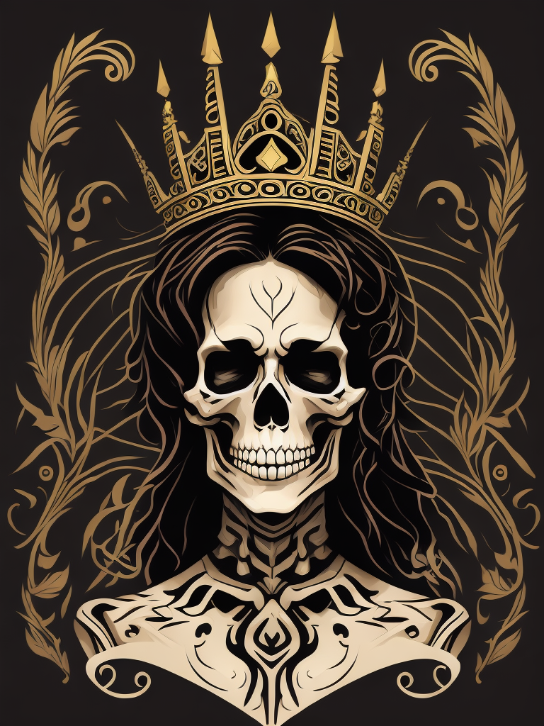 Lumenor AI Image Generation - vector art of queen skeleton tattoo