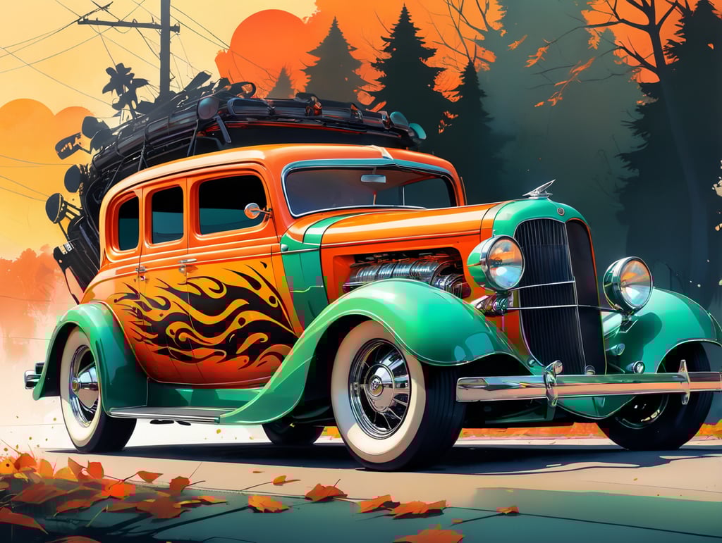 Premium Free ai Images | vector flat illustration of classic car ...