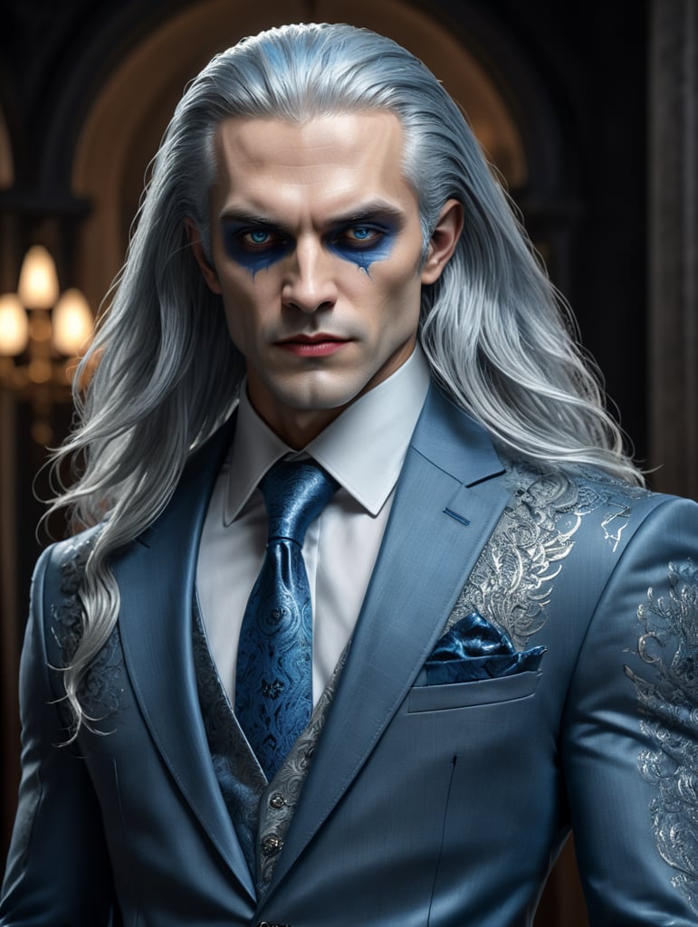 Premium Free ai Images | high society modern vampire with blue skin and ...