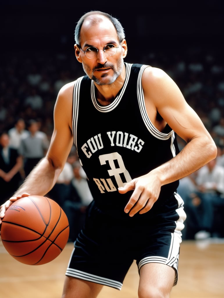 Premium Free ai Images | portrait of steve jobs playing basketball ...
