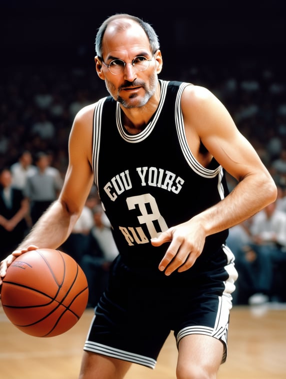 Premium Free ai Images | portrait of steve jobs playing basketball ...