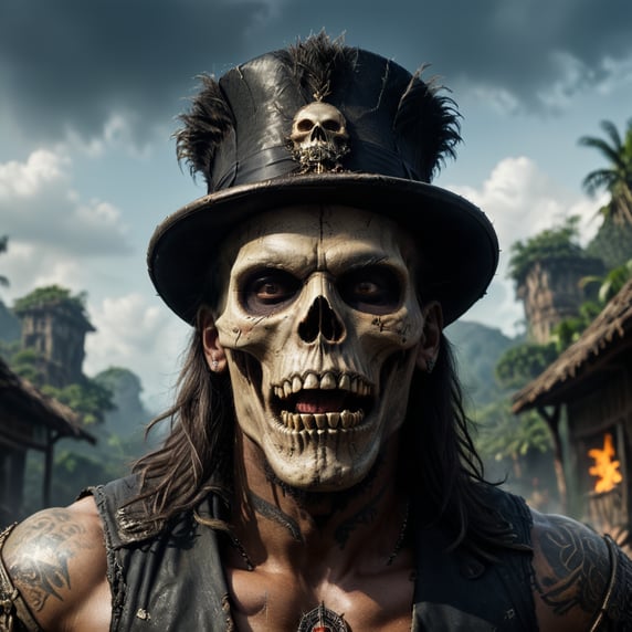 Premium Free ai Images | screaming voodoo priest eyes wide open crazy ...