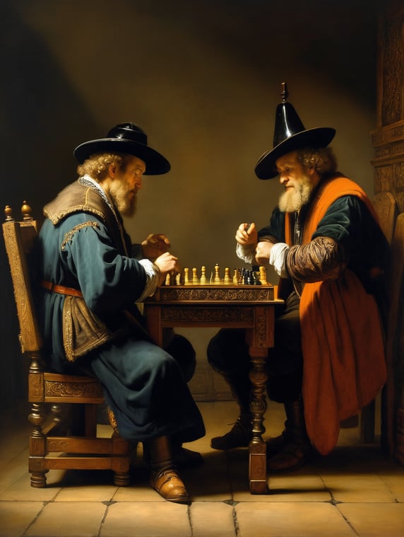 Premium Free ai Images | masterpiece painting by rembrandt van rijn two ...