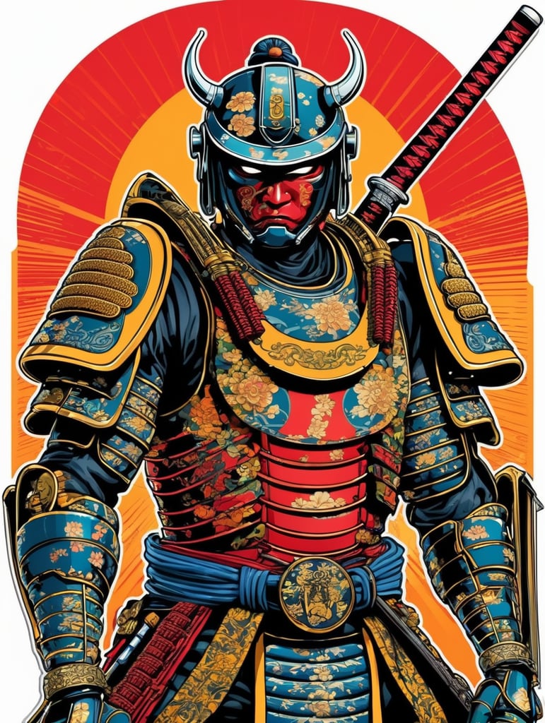 Premium Free ai Images | pop art illustration samurai cyborg with ...