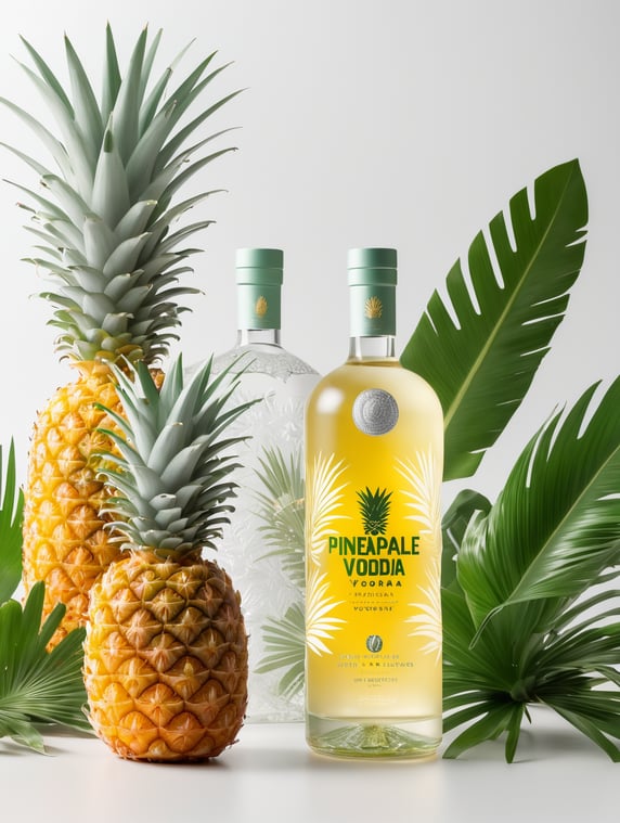 Premium Free ai Images | packaging and branding for pineapple vodka ...