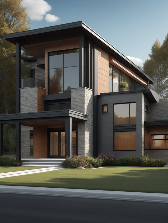 Premium Free ai Images | abstract painting of large modern house with ...