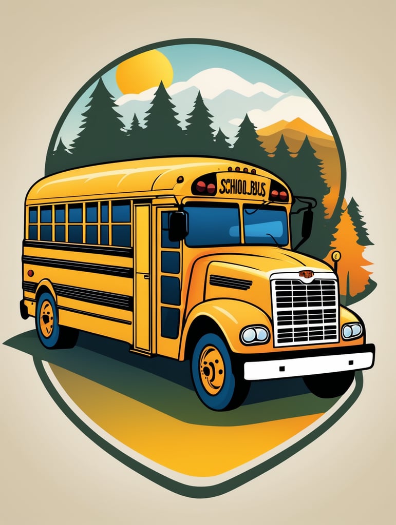 Premium Free ai Images | school bus vector mascot logo bright colors ...