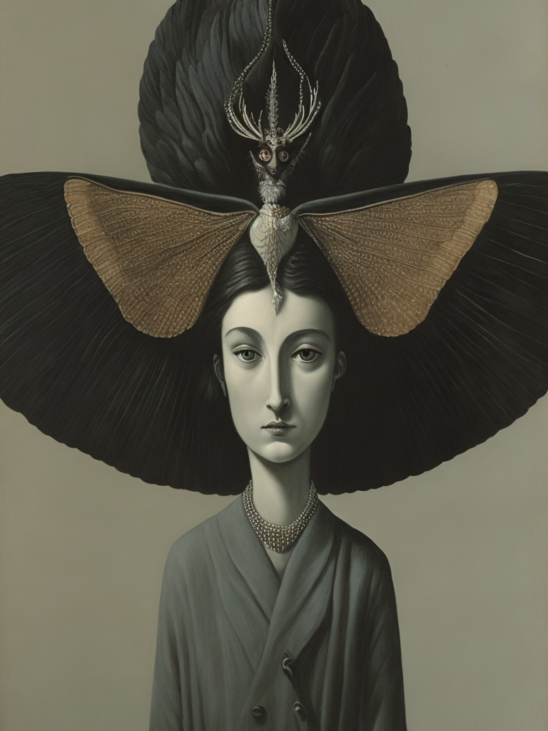 Lumenor AI Image Generation - moth queen by rene magritte leonora ...