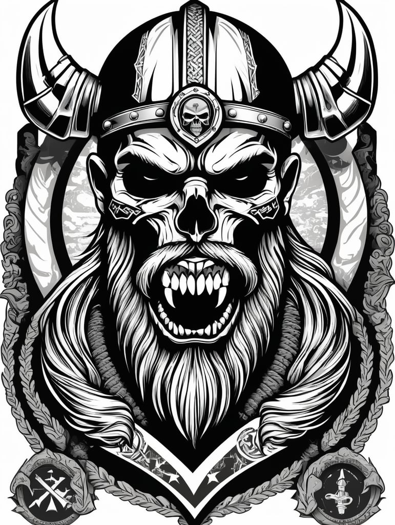 Premium Free ai Images | aggressive viking with beard skull military ...