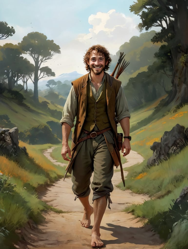 Premium Free ai Images | hobbit man barefoot weed pipe male man short ...
