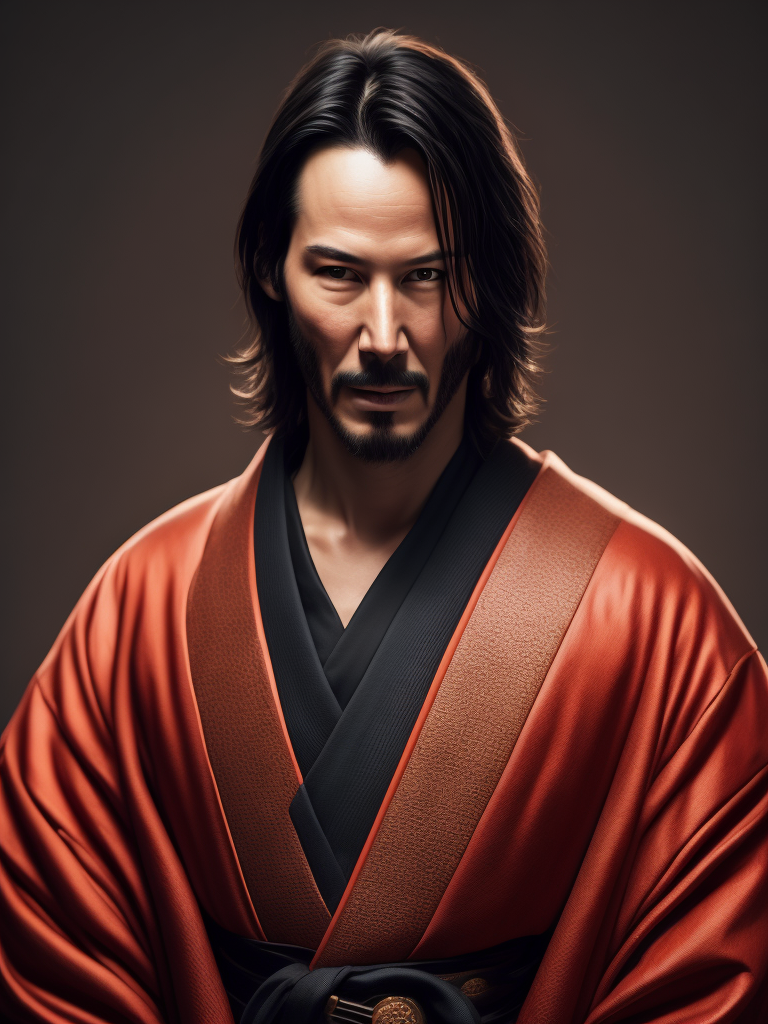 Premium Free ai Images | portrait of keanu reeves as samurai in red ...