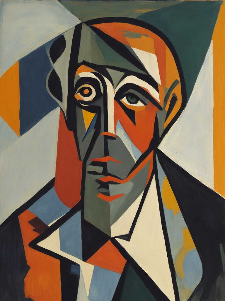 Premium Free ai Images | self portrait pf pablo picasso cubism
