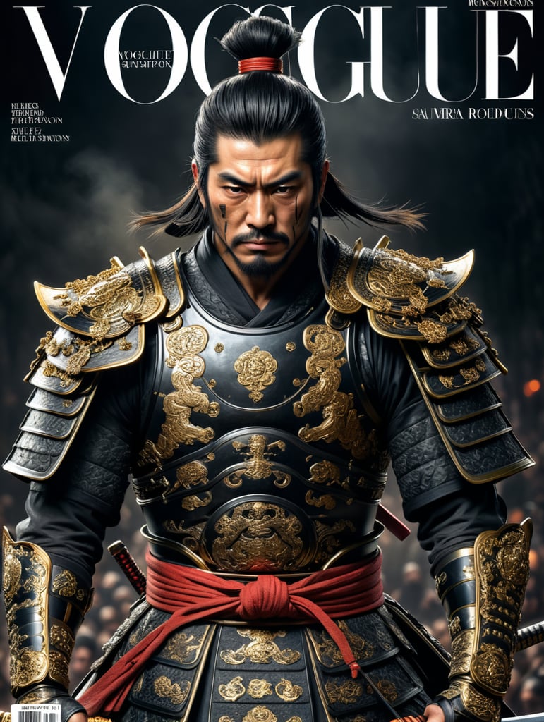 Premium Free ai Images | japanese samurai on the cover of vogue