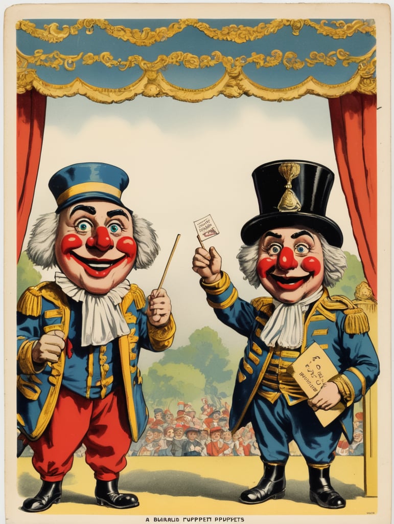 Premium Free ai Images | illustration of punch and judy puppets in the ...